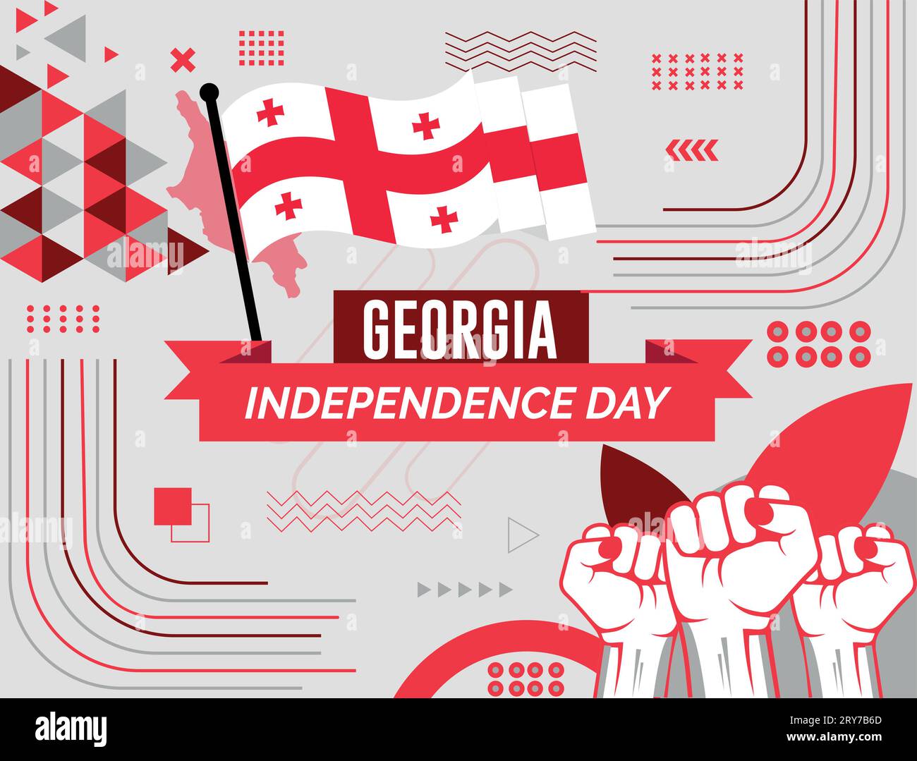 Georgia national day banner with map, flag colors theme background and ...