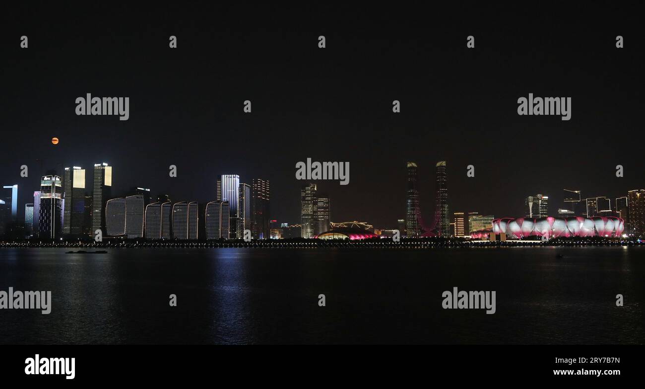 Hangzhou, China's Zhejiang Province. 29th Sep, 2023. A full moon is ...