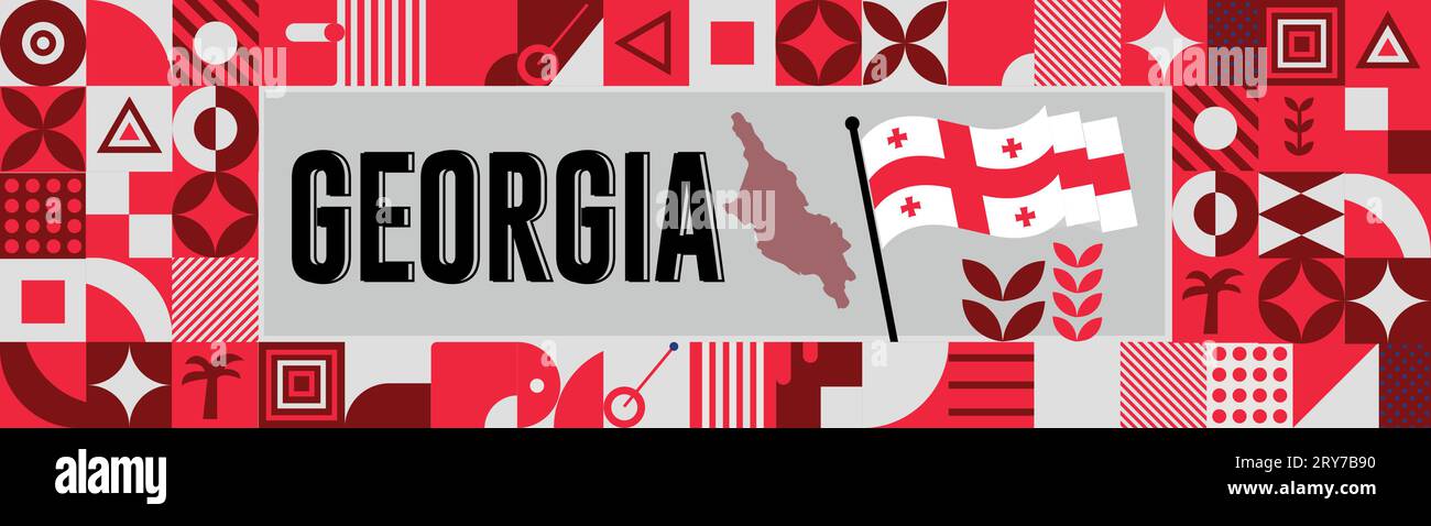 Georgia national day banner with map, flag colors theme background and ...