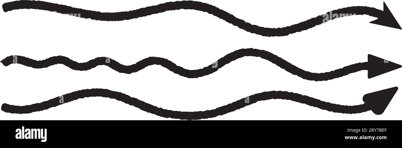 Straight long arrow. Black roughen straight long arrows vector isolated ...