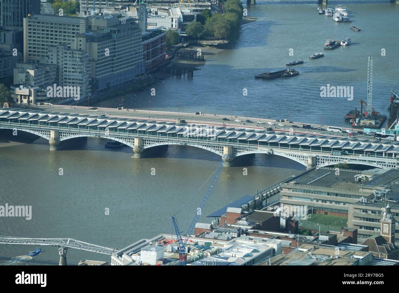 An aerial view of The Thames in London showing Blackfriars Bridge Stock ...