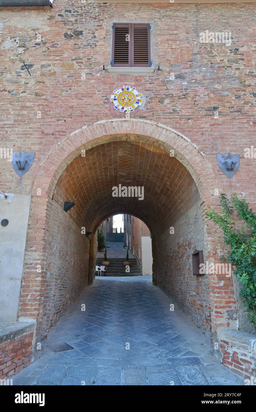 A street in the medieval quarter of Torrita di Siena, a village in ...