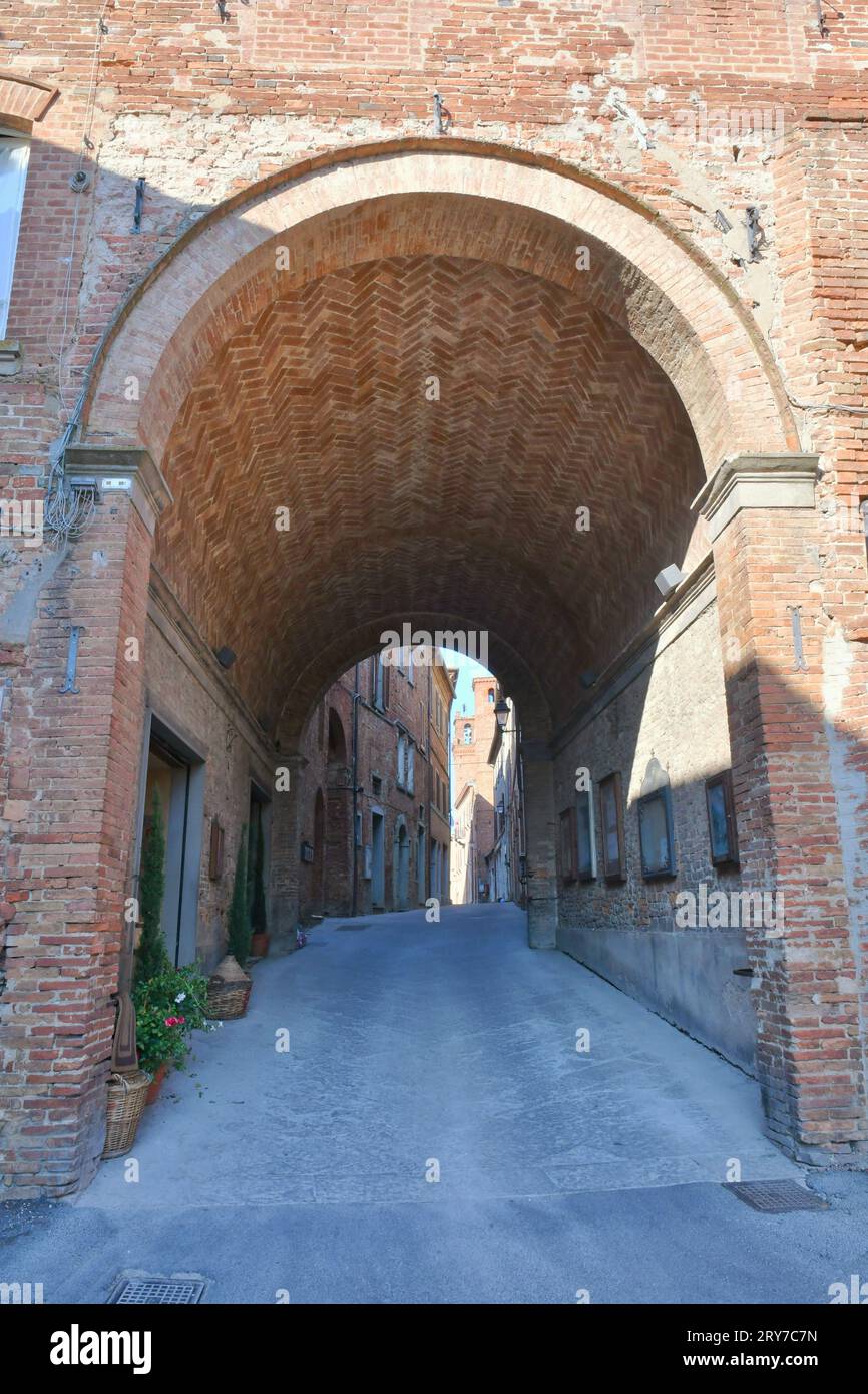 A street in the medieval quarter of Torrita di Siena, a village in ...