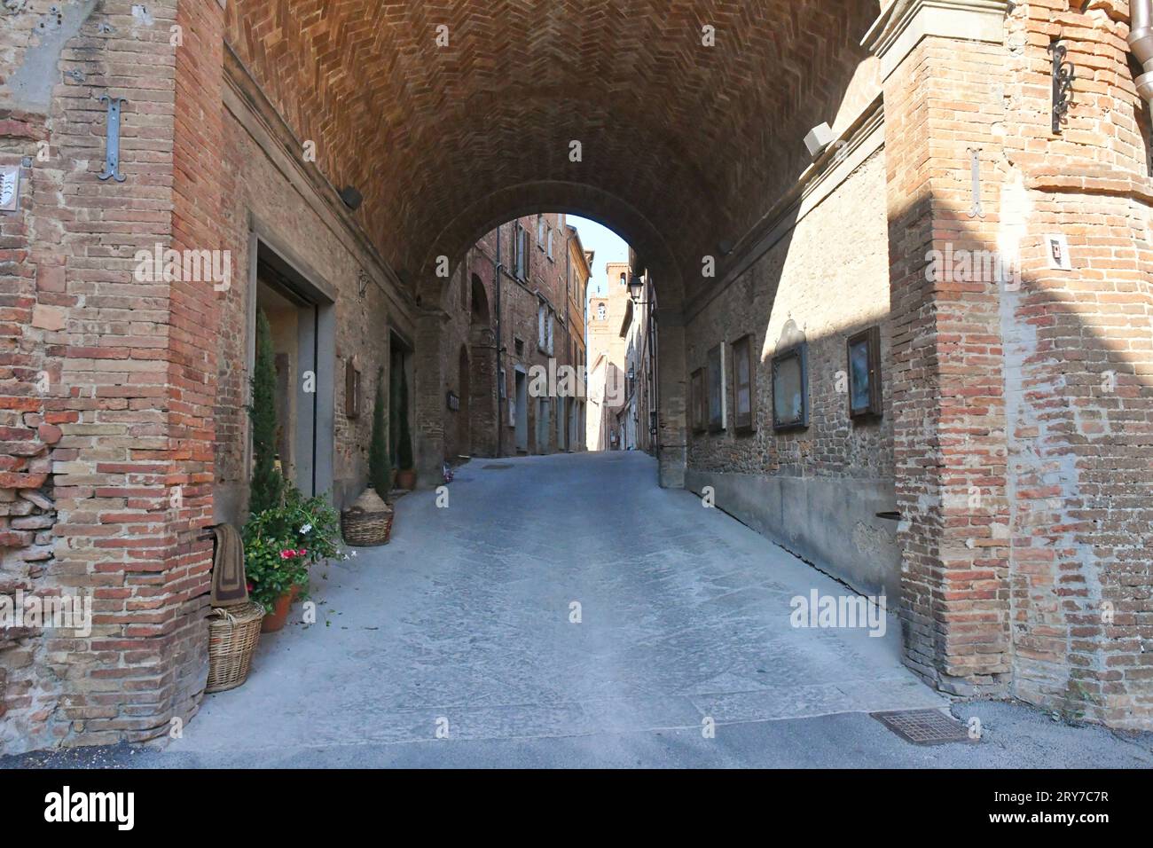 A street in the medieval quarter of Torrita di Siena, a village in ...