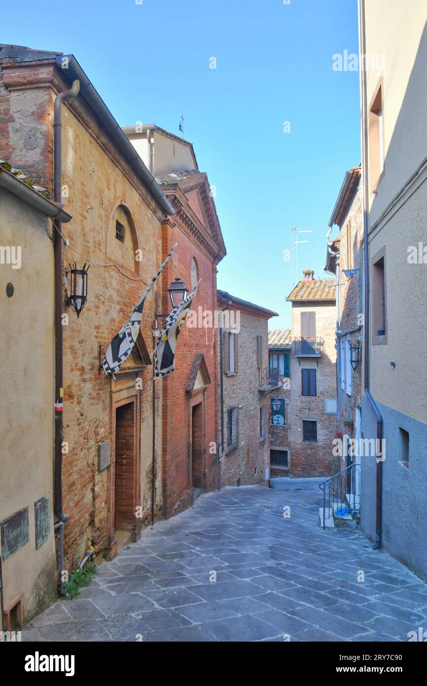 A street in the medieval quarter of Torrita di Siena, a village in ...