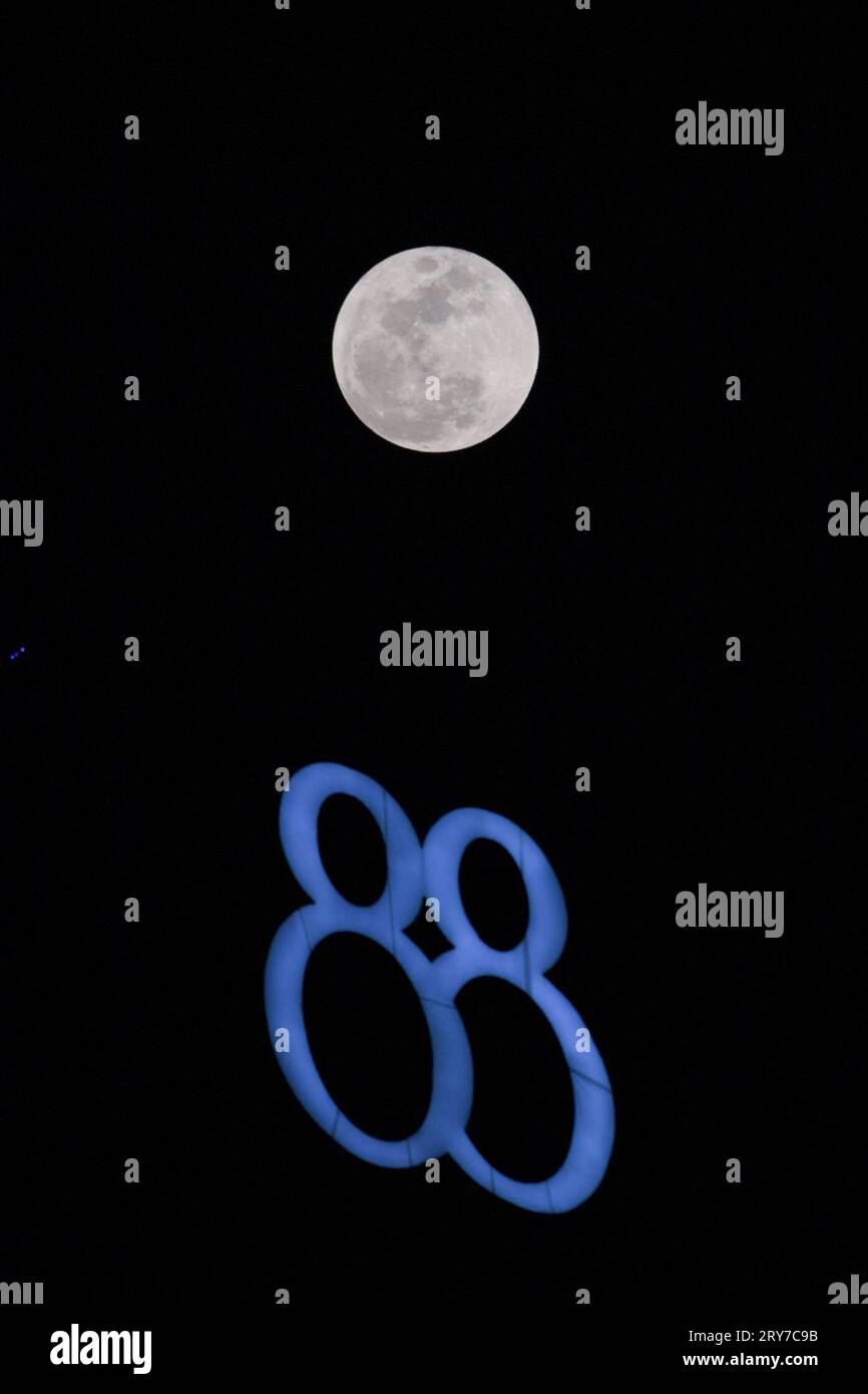 Jakarta, Indonesia. 29th Sep, 2023. A full moon is pictured from ...