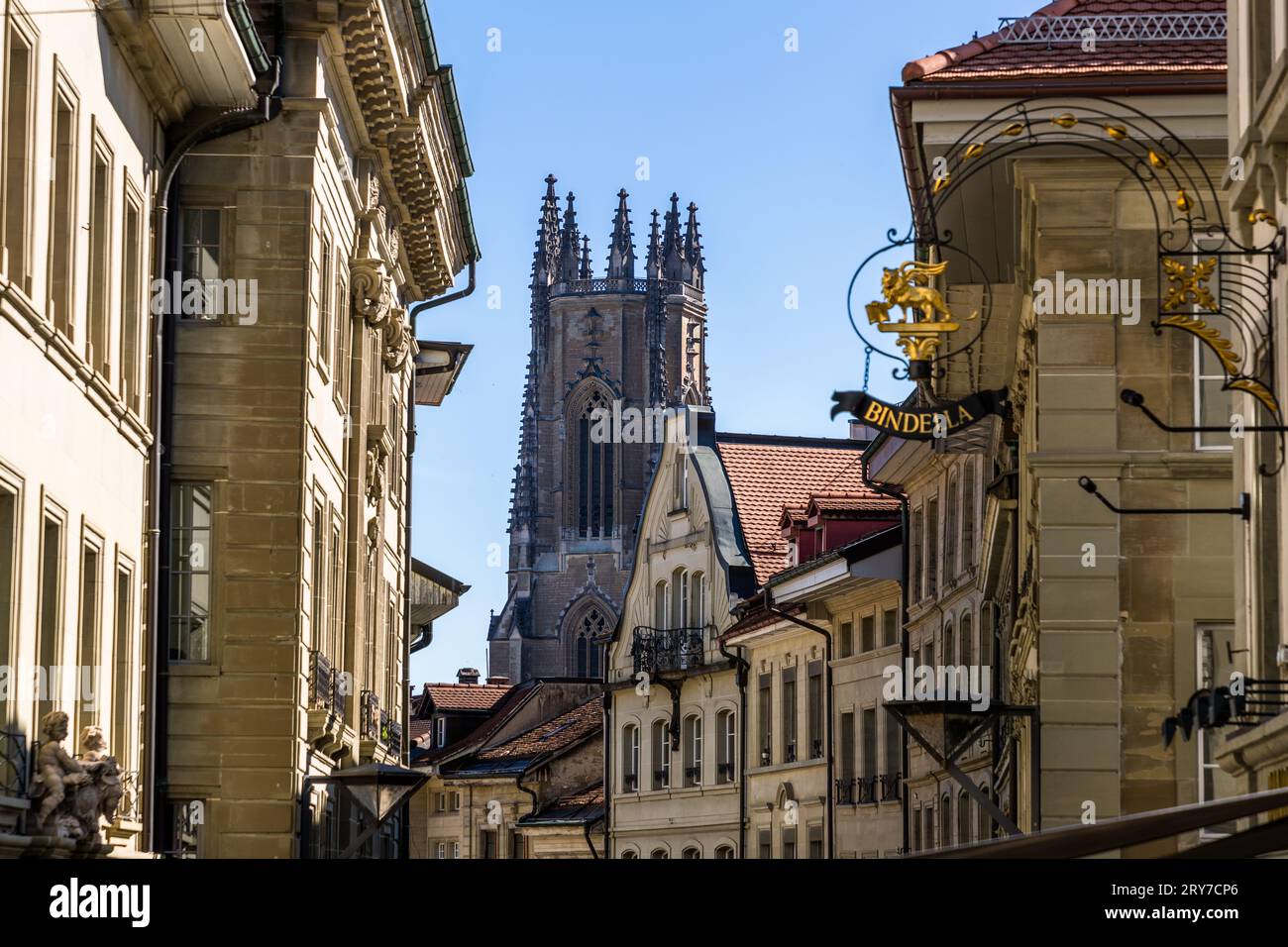 St. Nicholas Cathedral in Fribourg - Freiburg, Switzerland Stock Photo ...