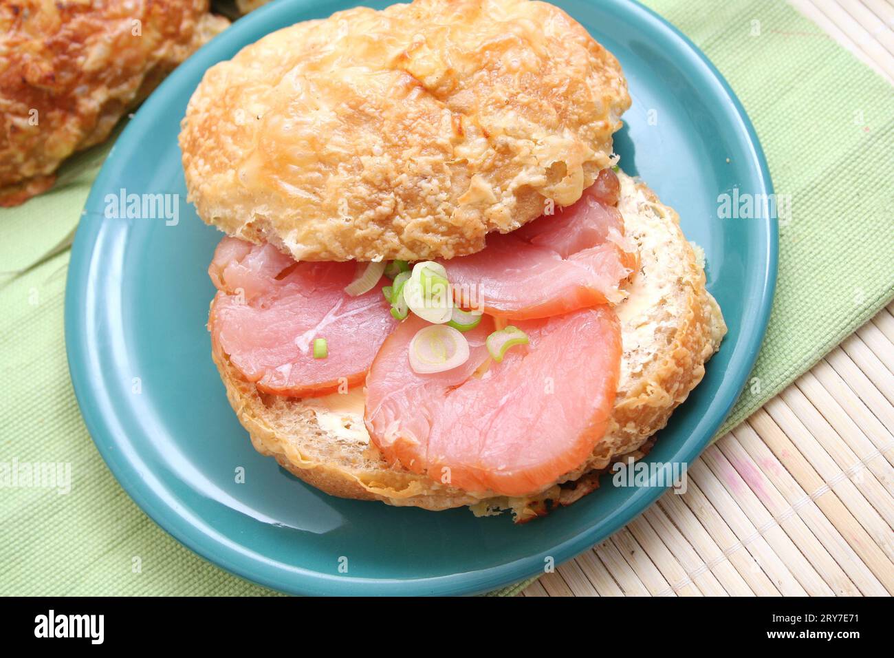 Salmon ham roll Stock Photo - Alamy