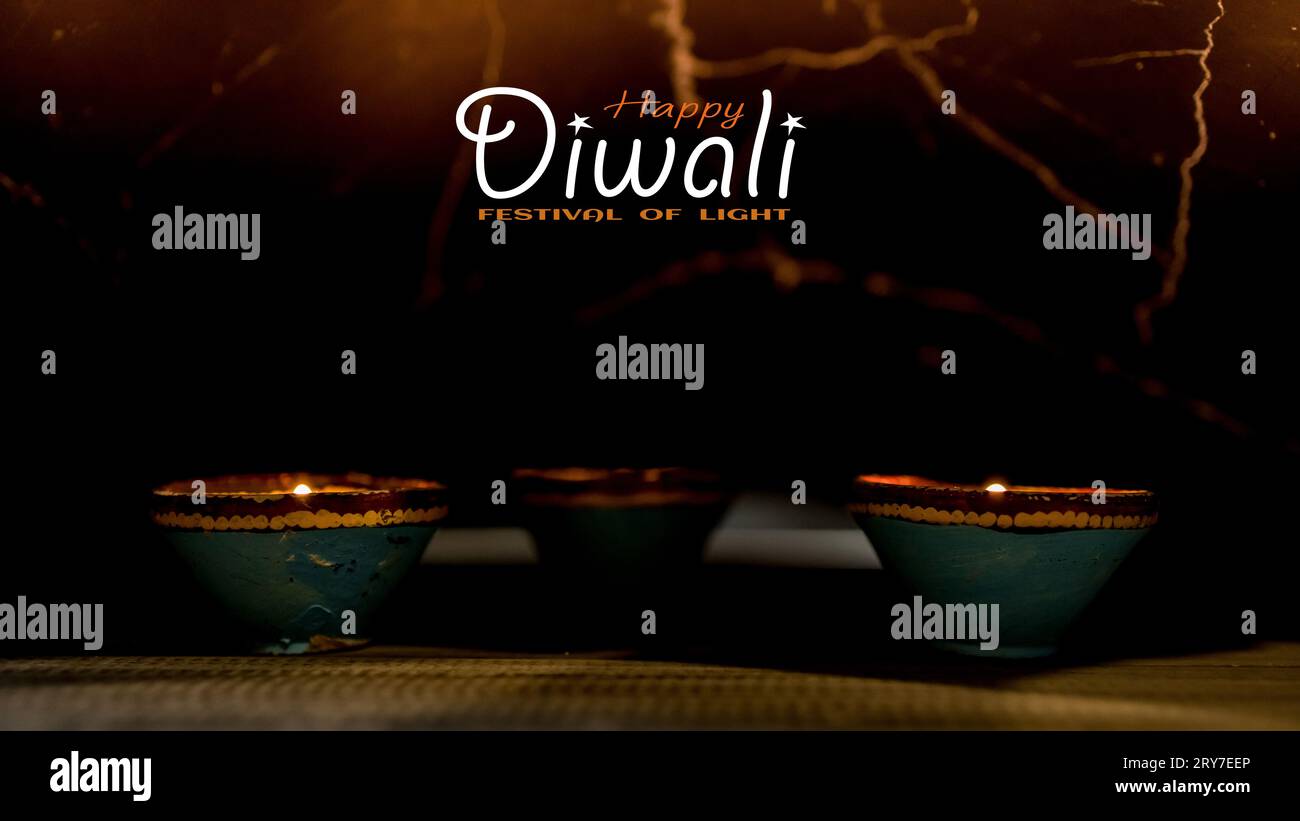 Happy Diwali - Clay Diya lamps lit during Dipavali, Hindu festival of ...