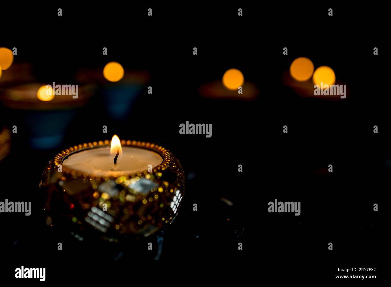 Happy Diwali - Clay Diya lamps lit during Dipavali, Hindu festival of ...