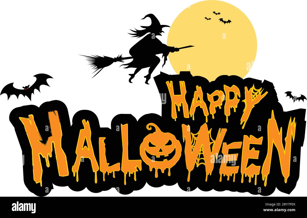 Black witch hat orange Stock Vector Images - Alamy