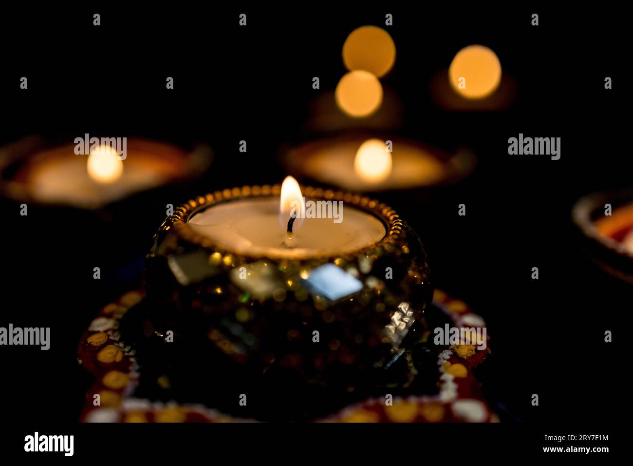 Happy Diwali - Clay Diya lamps lit during Dipavali, Hindu festival of ...