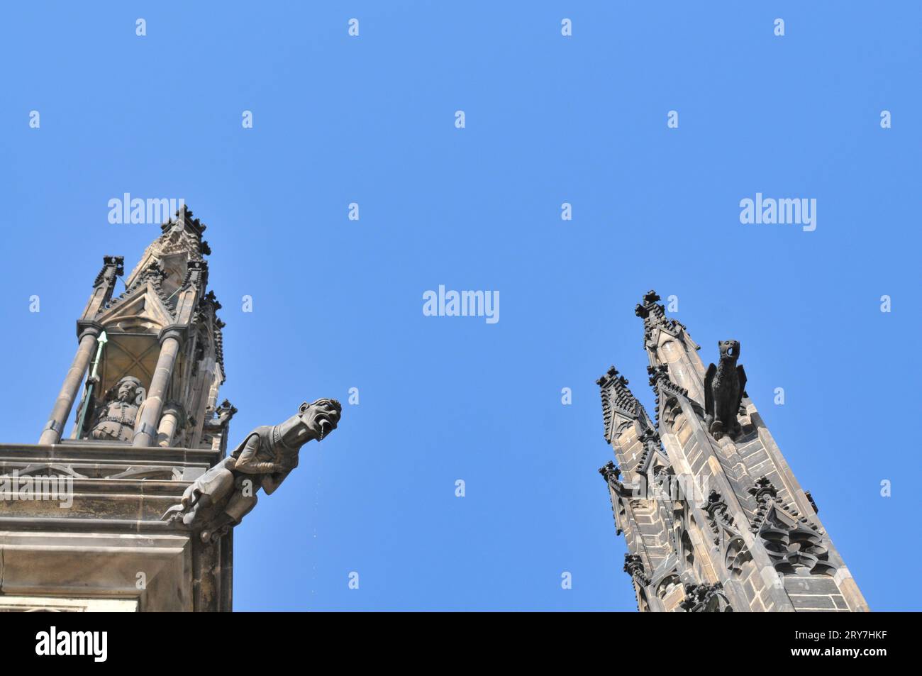 Ancient cathedral statues in the centre of Prague city, historical ...