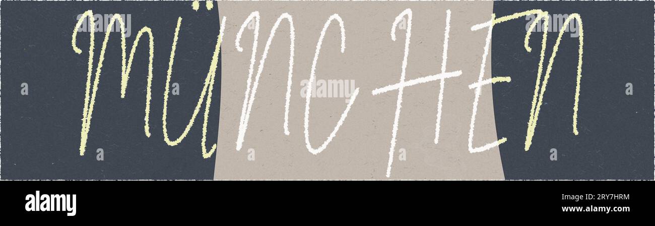 Graphic with lettering of the german city MUENCHEN in handwriting style ...