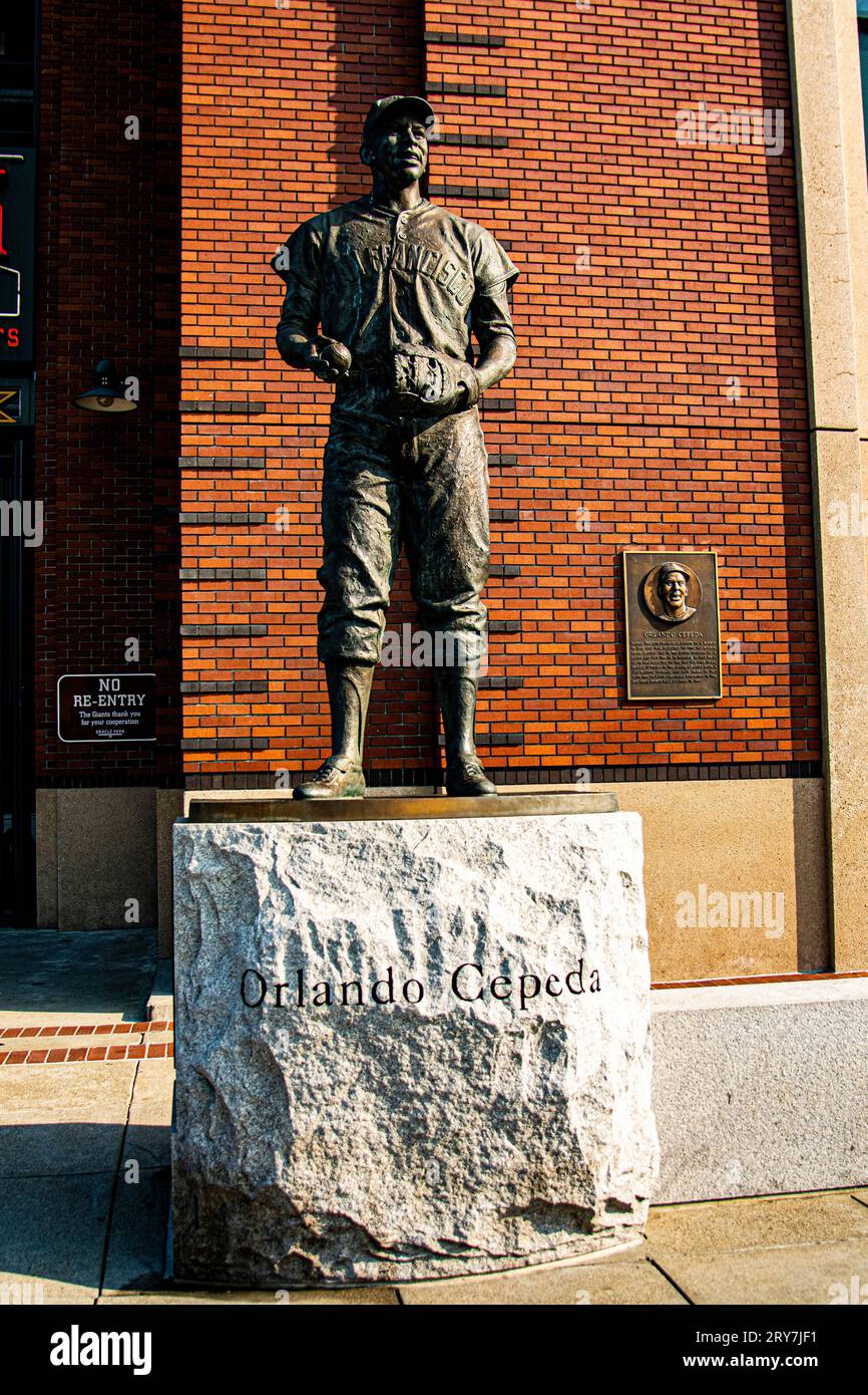 Statue of baseball hall of fame Orlando Cepeda at Oracle Park in San ...