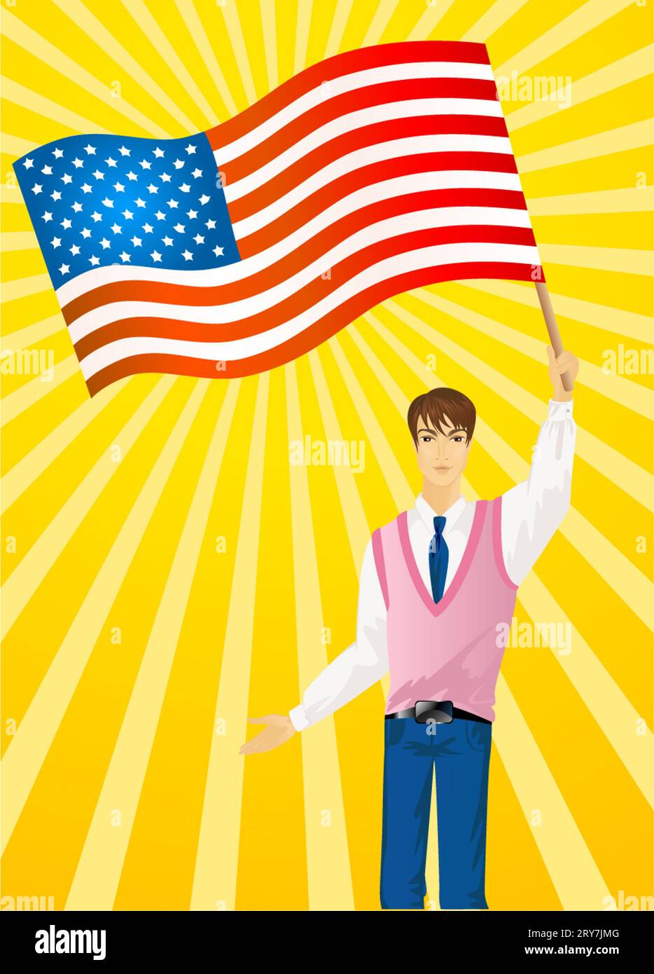 Smiling boy waving flag hi-res stock photography and images - Alamy