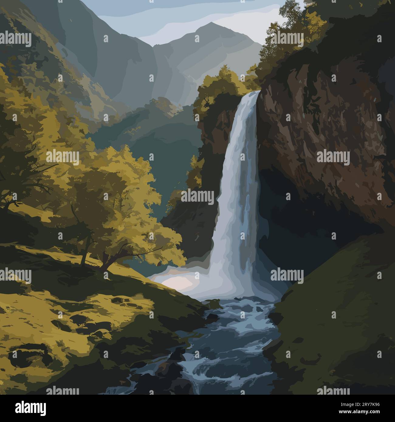The Beauty of Mountains and Water fall in a River Stock Photo - Alamy