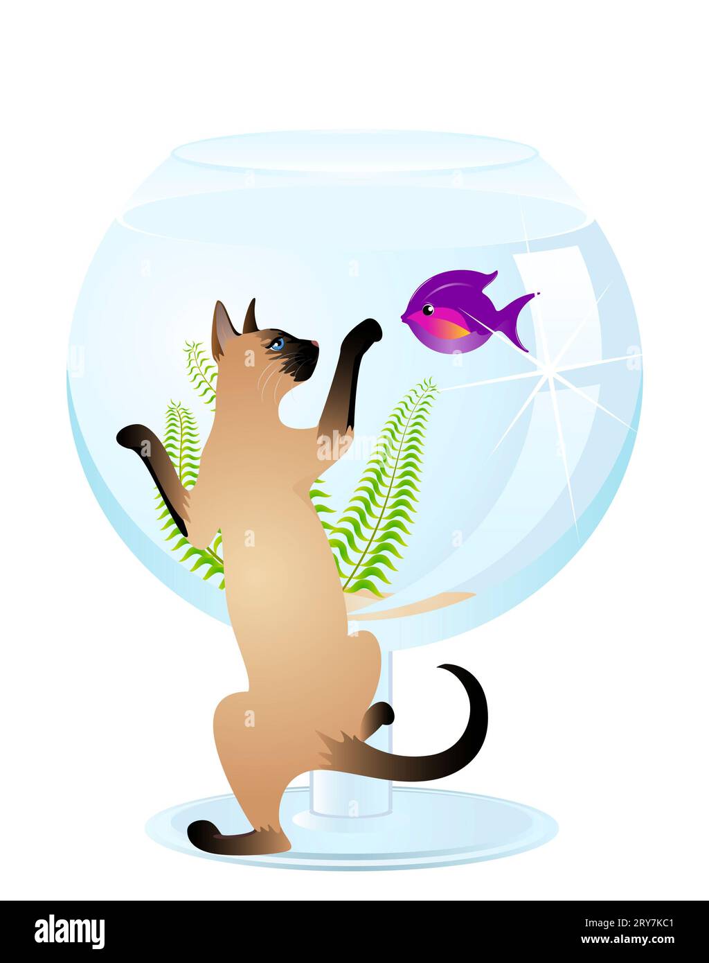 Cat with little fish Stock Photo - Alamy