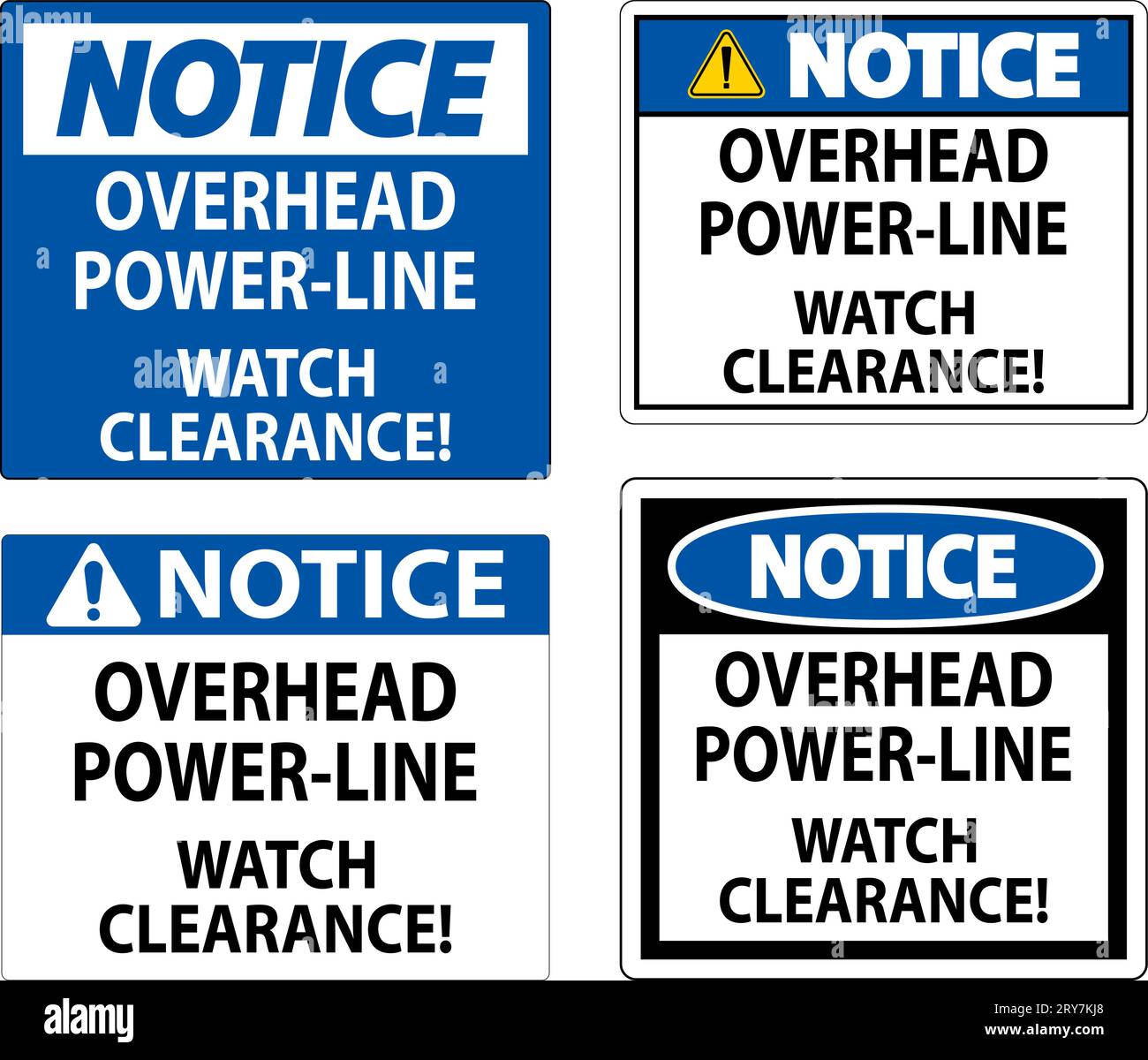Notice Sign Overhead Power Line Watch Clearance Stock Vector Image ...