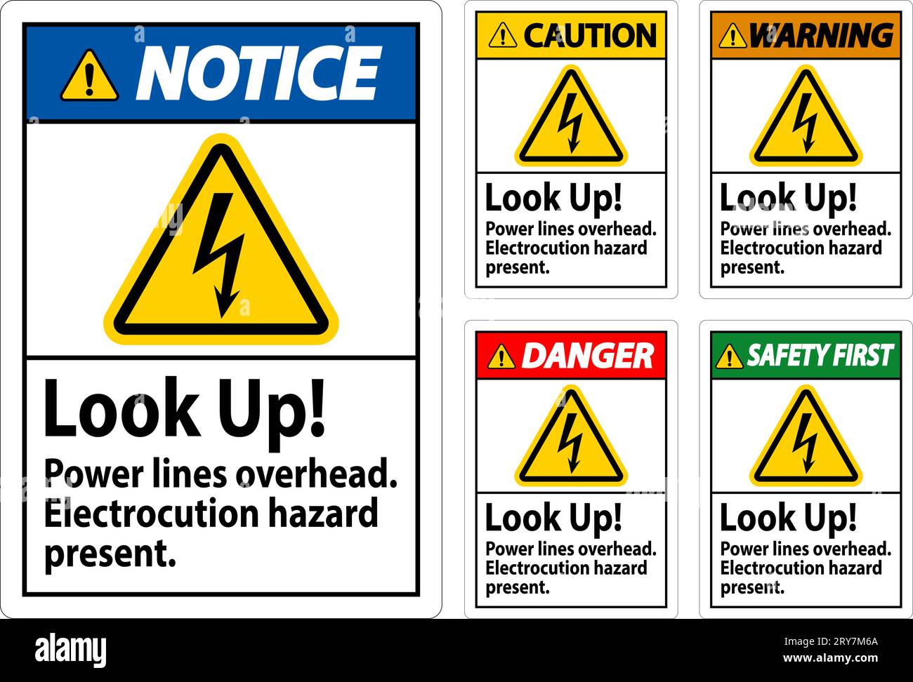 Caution Sign Look Up Power Lines Overhead, Serious Injury May Result ...