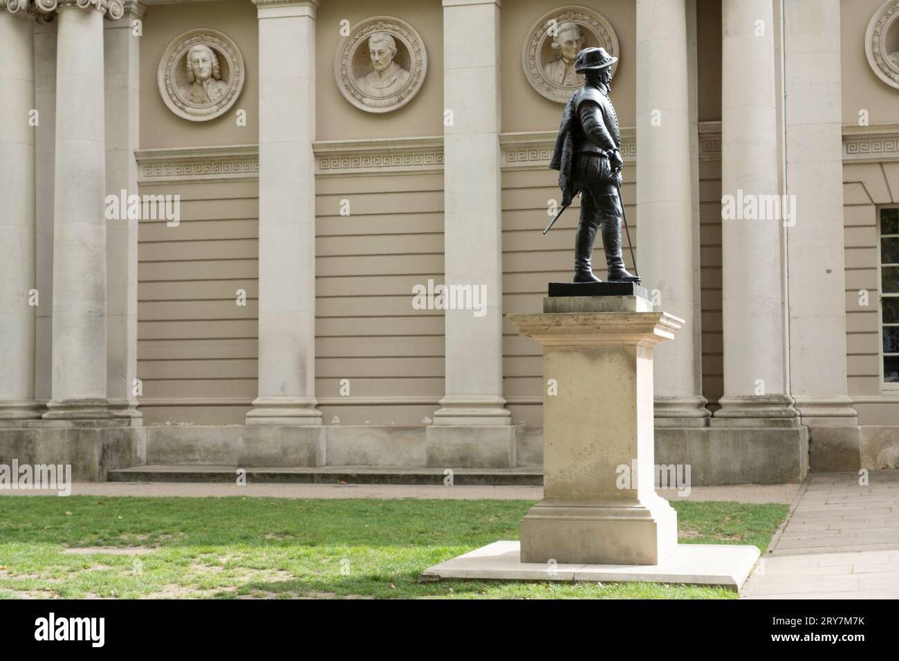 Statue of Sir Walter Raleigh in front of the Pepys Building, site of ...