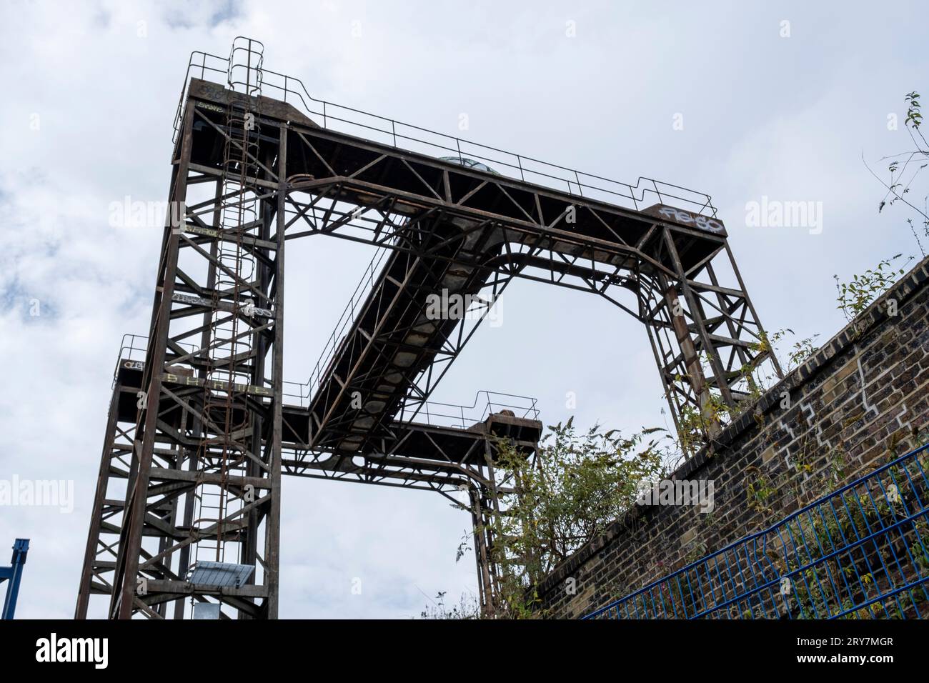 Deptford railway lifting bridge seen from below on Ha'Penny Bridge, or ...