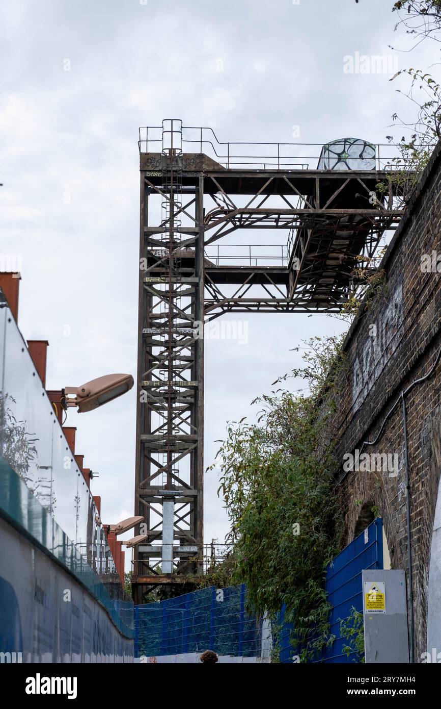 Deptford railway lifting bridge seen from below on Ha'Penny Bridge, or ...