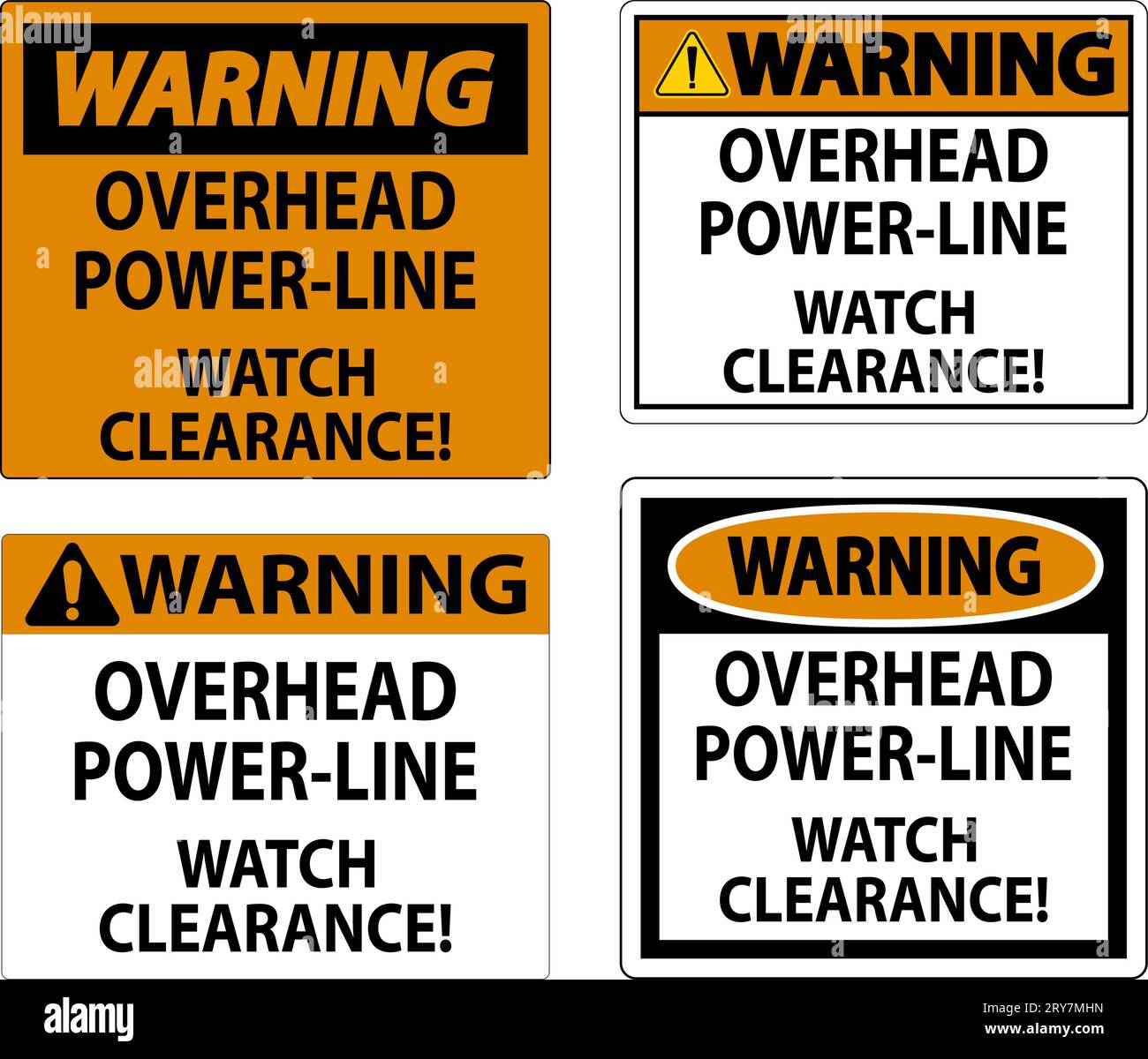 Warning Sign Overhead Power Line Watch Clearance Stock Vector Image ...