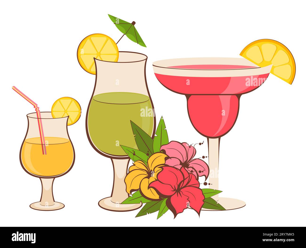 Tropical fruit cocktail cartoon Cut Out Stock Images & Pictures - Alamy