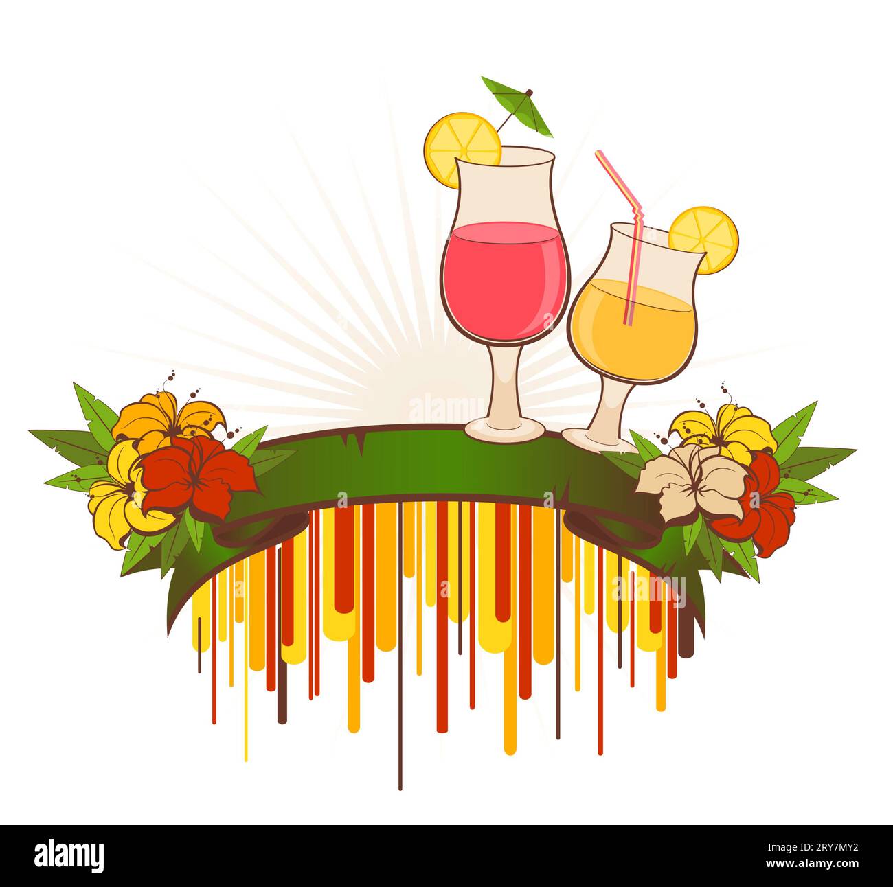 Tropical cocktail drink poster Cut Out Stock Images & Pictures - Alamy