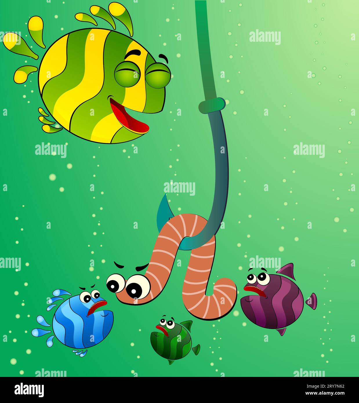 Fish eats a worm Stock Photo - Alamy