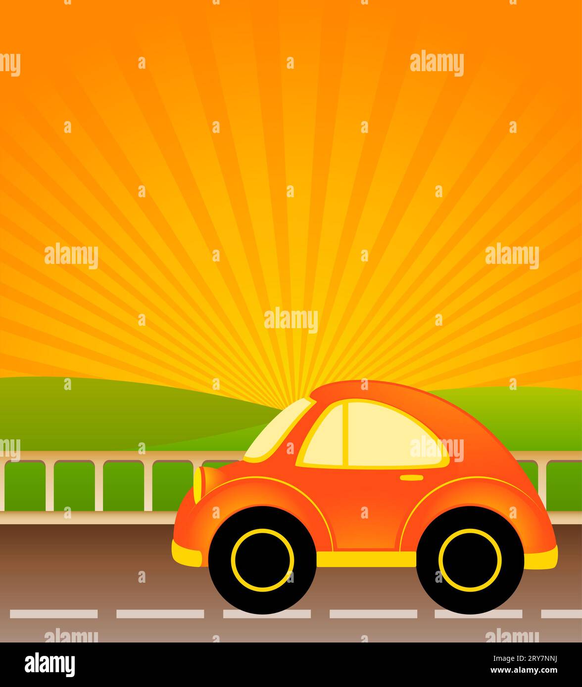 Cartoon classic car road hi-res stock photography and images - Alamy