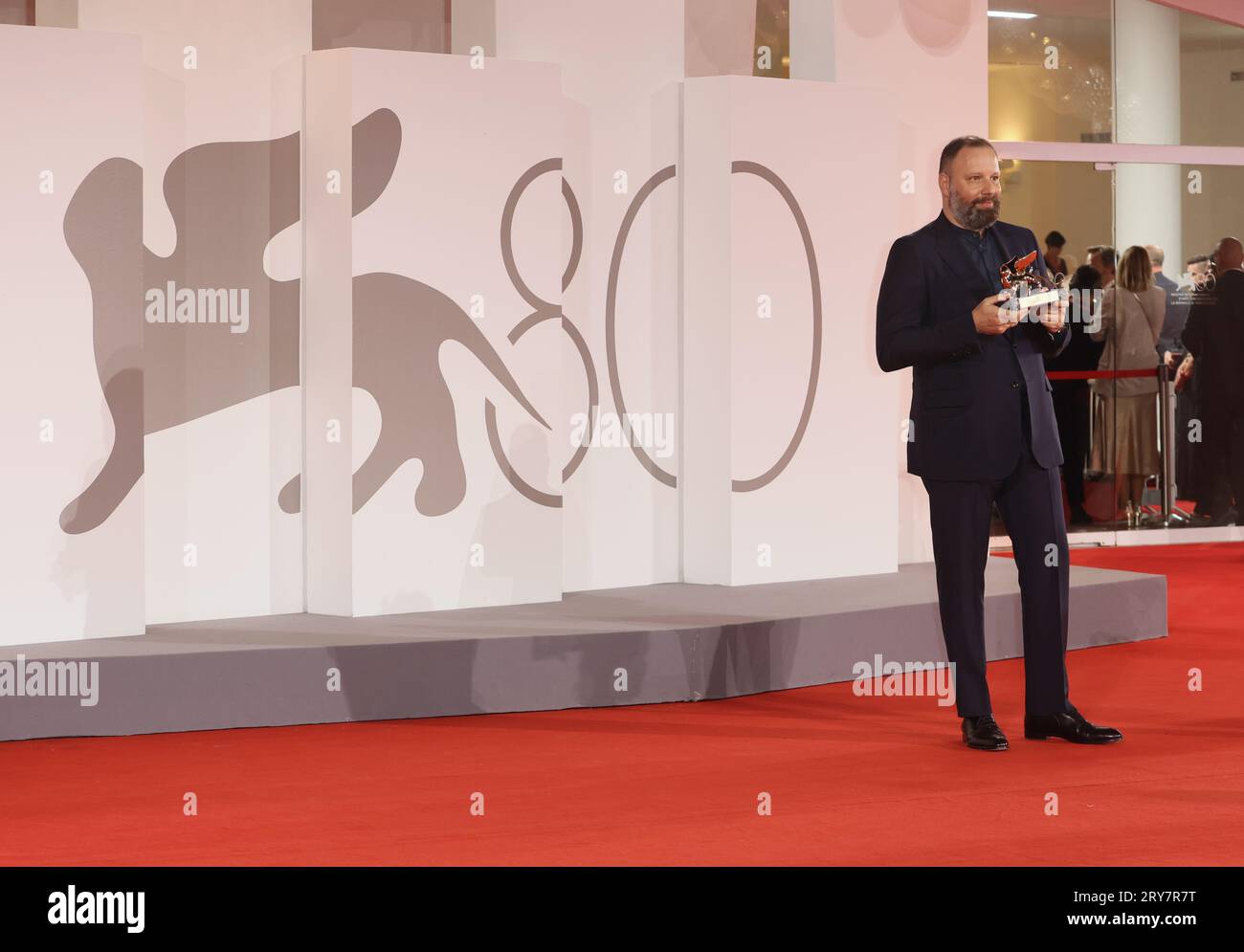 Venice Italy September 09 Yorgos Lanthimos Poses With The Golden
