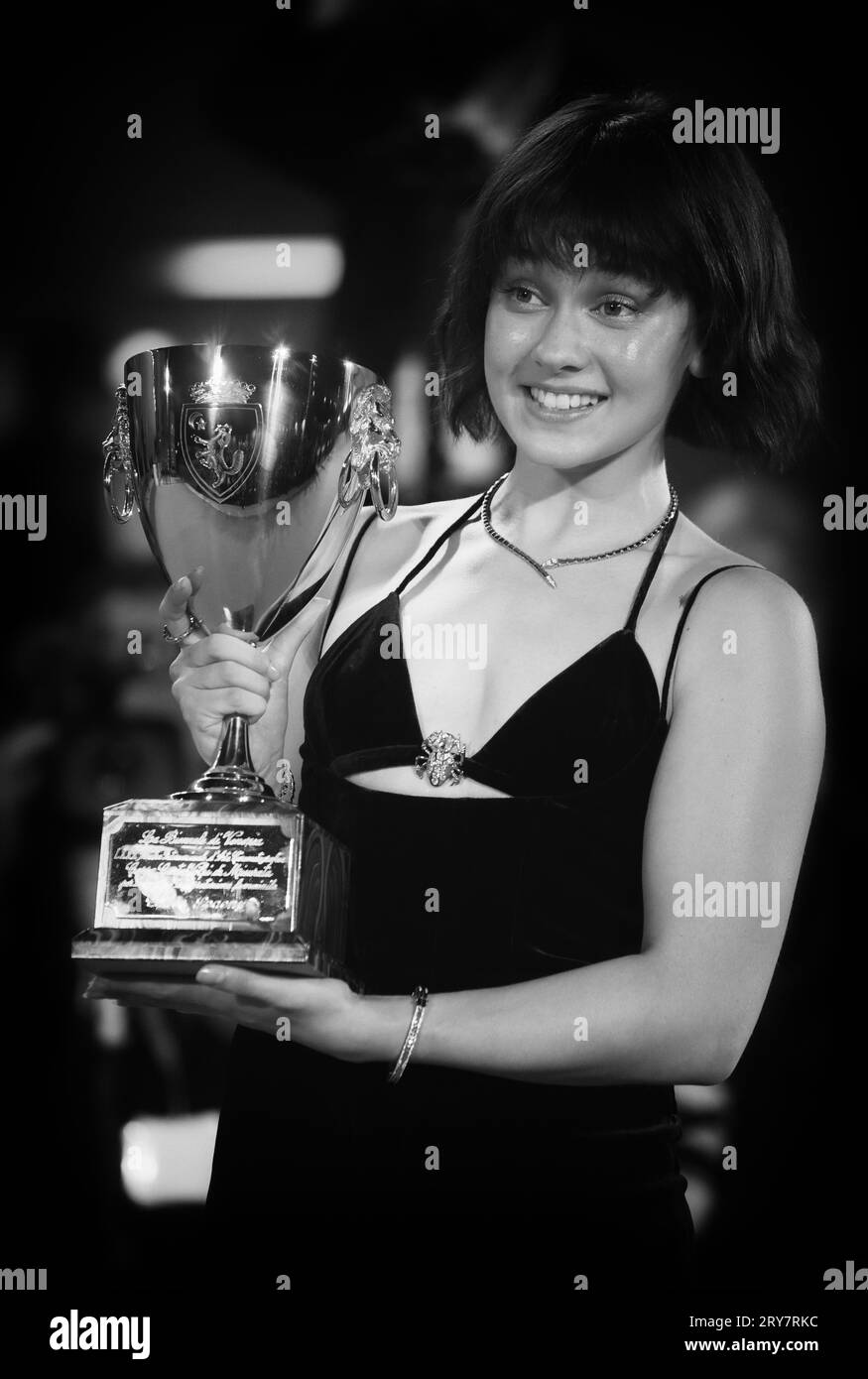 VENICE, ITALY - SEPTEMBER 09: Cailee Spaeny poses with the Volpi Cup ...