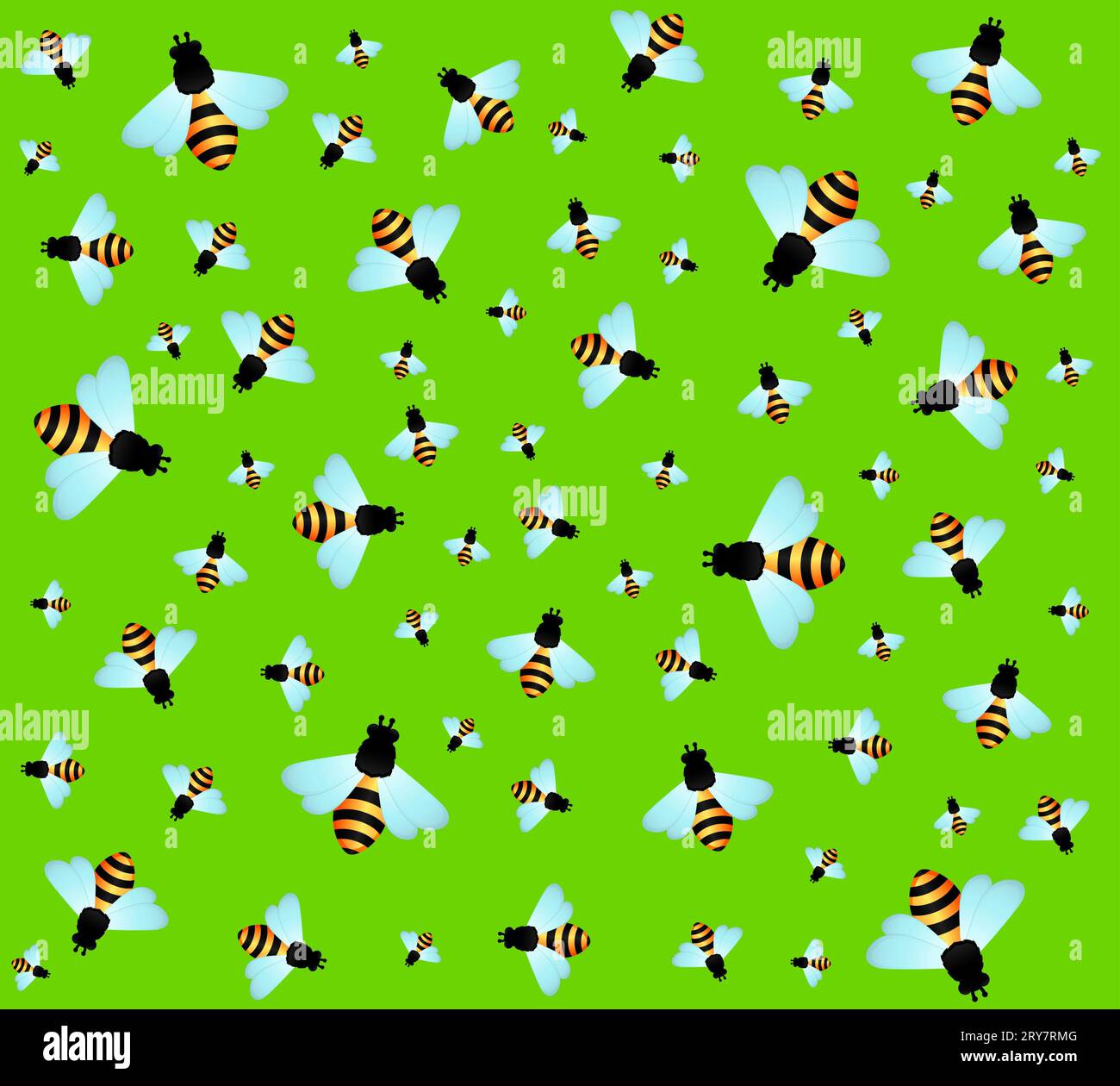 Beautiful bright background with funny bees Stock Photo - Alamy