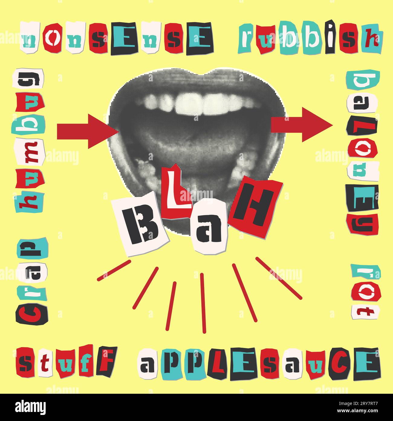 Trending halftone style collage poster. Scream, hate, fake news concept ...