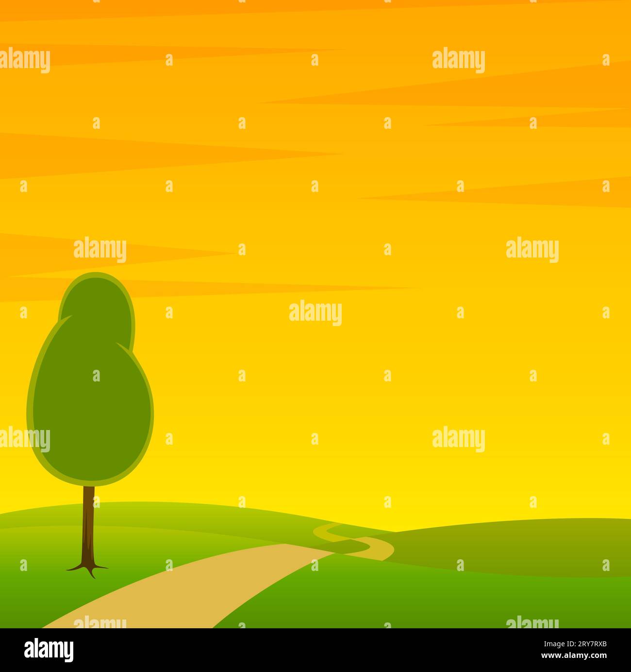 A Country Landscape with Trees Stock Photo - Alamy