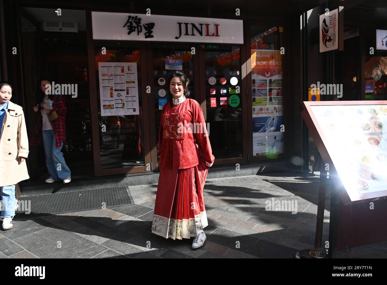 Chinatown London, UK. 29th Sep, 2023. A Chinese lady wearing Hanfu (汉服 ...