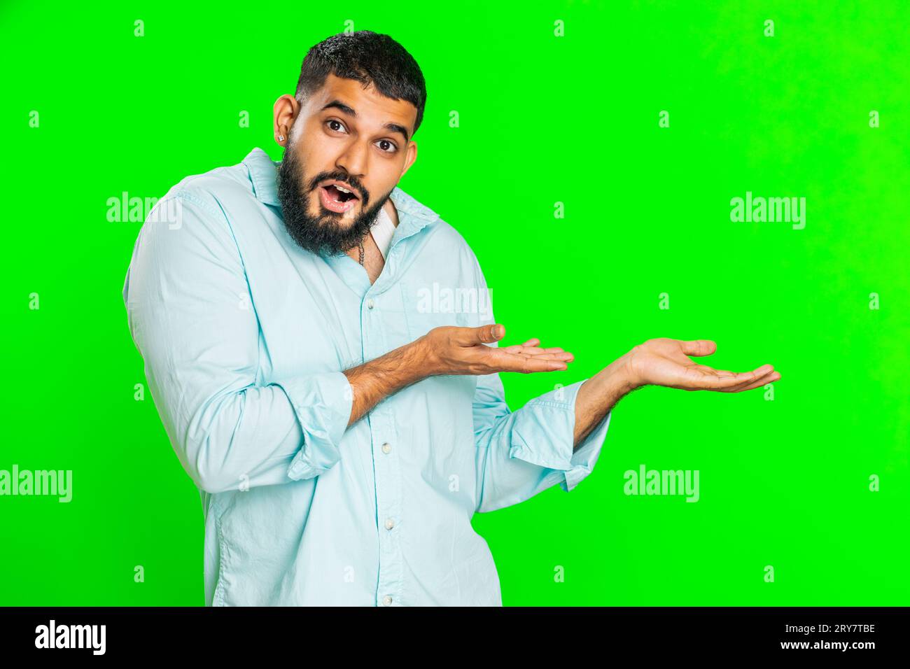 Man raising hands asking what why reason of failure, demonstrating ...