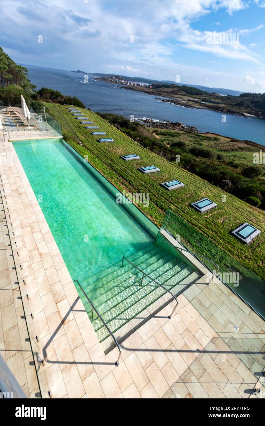 Outdoor infinity pool, Parador Costa da Morte, Muxia, A Coruna, Galicia ...