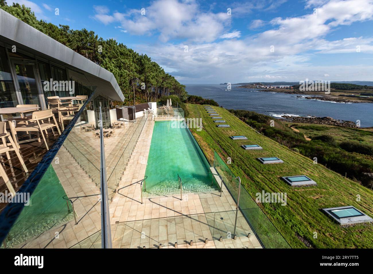 Outdoor infinity pool, Parador Costa da Morte, Muxia, A Coruna, Galicia ...