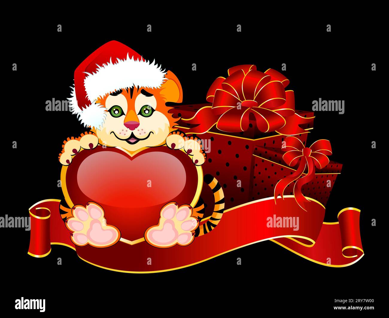 Beautiful little tiger with heart Stock Photo - Alamy