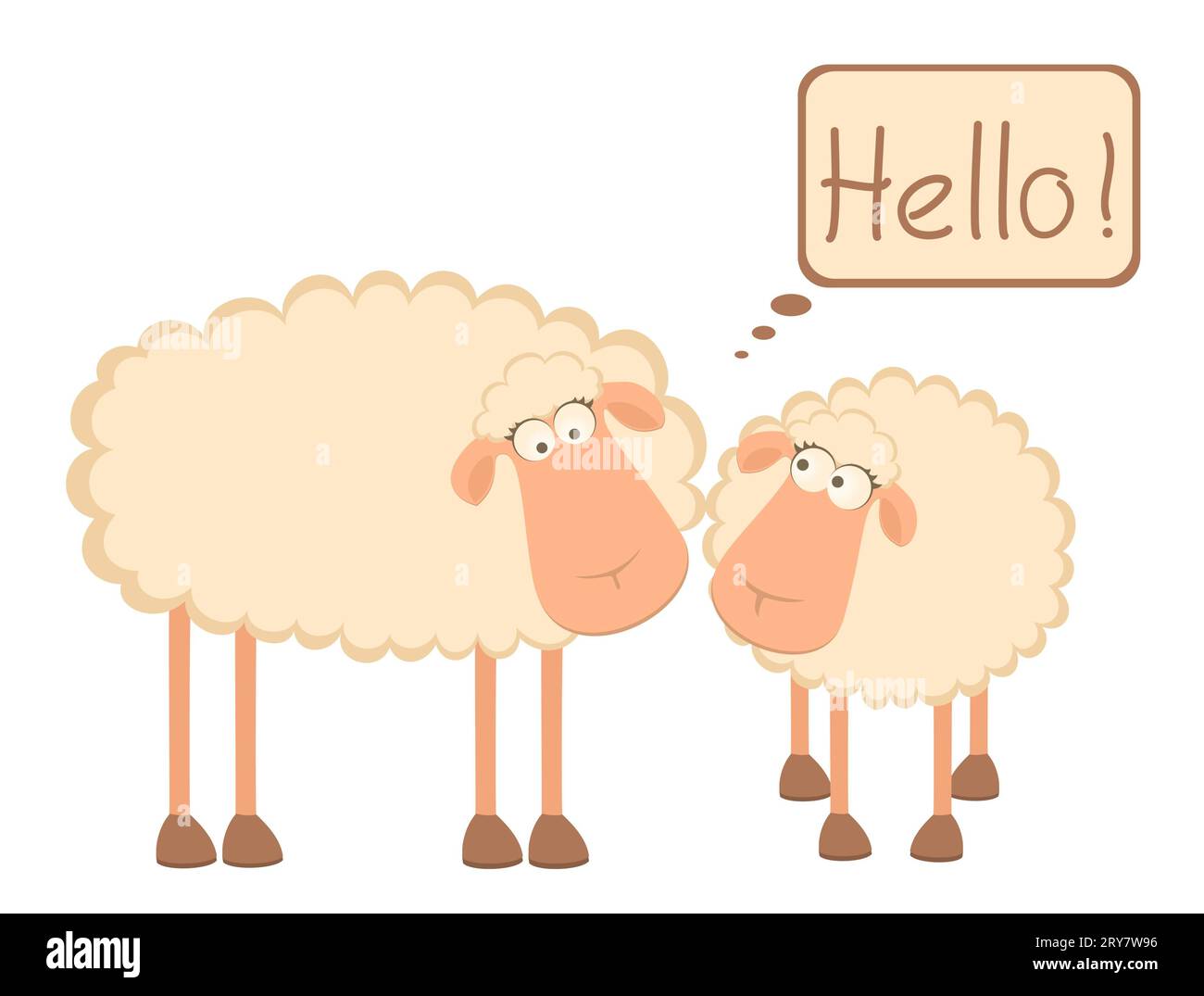 Two cartoon smiling sheep Stock Photo - Alamy