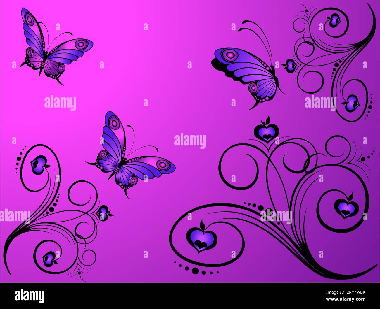 Beautiful background with flowers and butterfly Stock Photo - Alamy