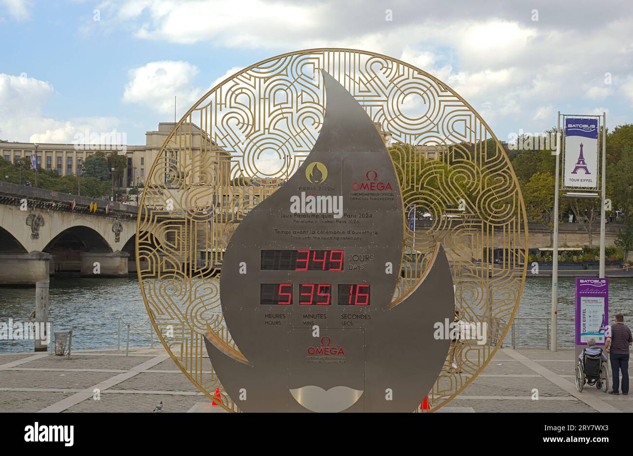 A clock displays a countdown of the number of days until the start of ...