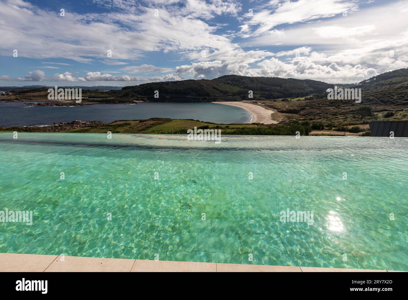 Outdoor infinity pool, Lourido beach, Parador Costa da Morte, Muxia, A ...