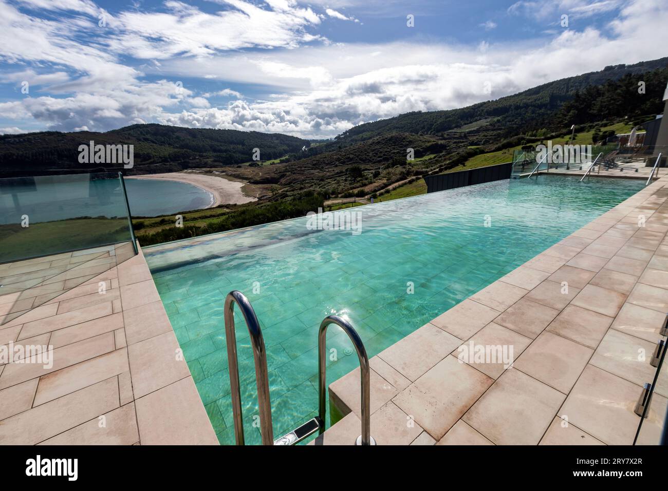 Outdoor infinity pool, Parador Costa da Morte, Muxia, A Coruna, Galicia ...