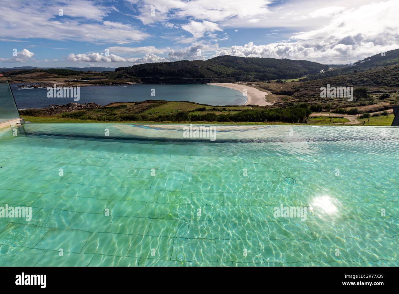 Outdoor infinity pool, Lourido beach, Parador Costa da Morte, Muxia, A ...