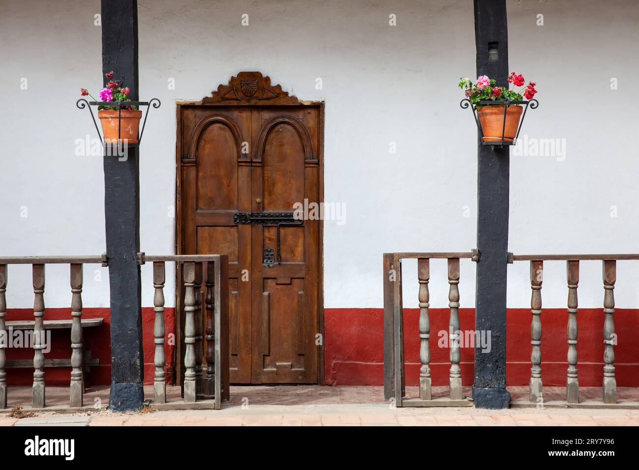 Detail of the beautiful colonial architecture of the streets of the ...