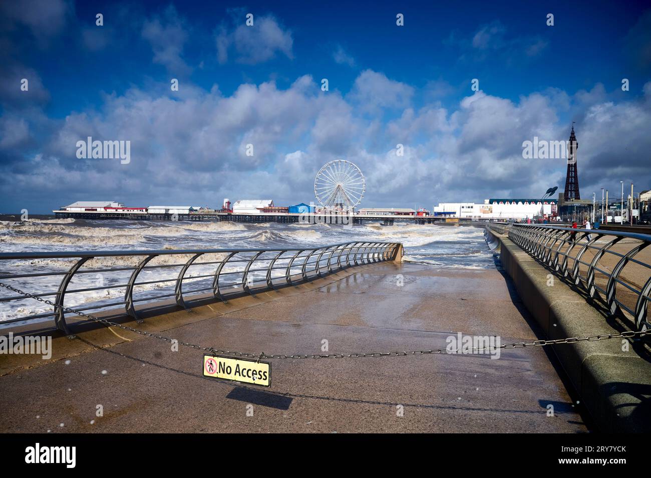 Strong winds and high tide at Blackpool,Lancashire at the end of ...